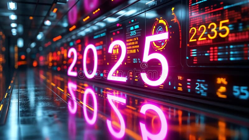 Colorful Digital Interface with Glowing Numbers and Data Displays in a ...