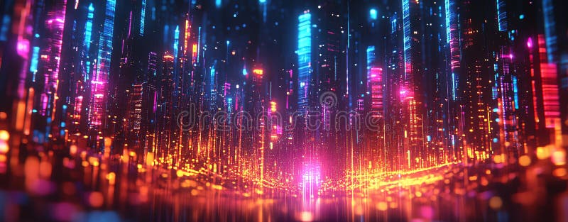 Vibrant Digital Landscape with Dynamic Lights and Intricate Patterns in ...