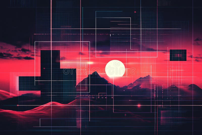 A Vibrant Digital Landscape Featuring Abstract Squares and Linear ...