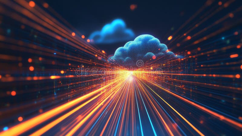 A Vibrant Digital Landscape Featuring Dynamic Light Trails Leading ...