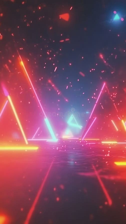 A Vibrant Digital Landscape Featuring Glowing Geometric Shapes and Neon ...