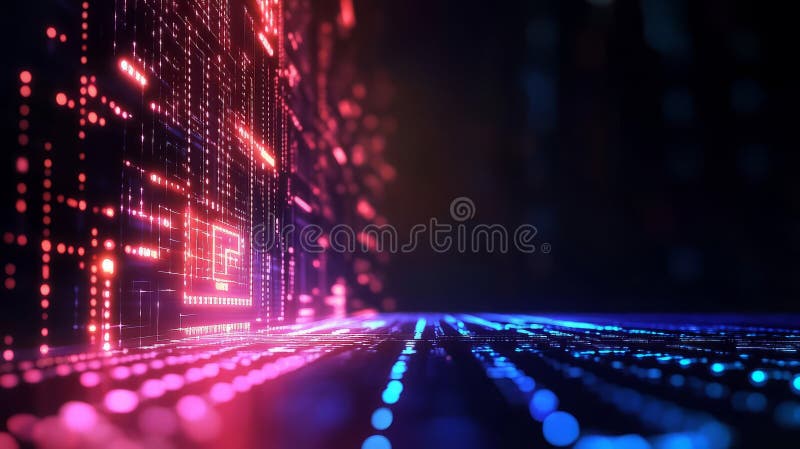 Vibrant Digital Landscape with Illuminated Lines and Colorful Data ...