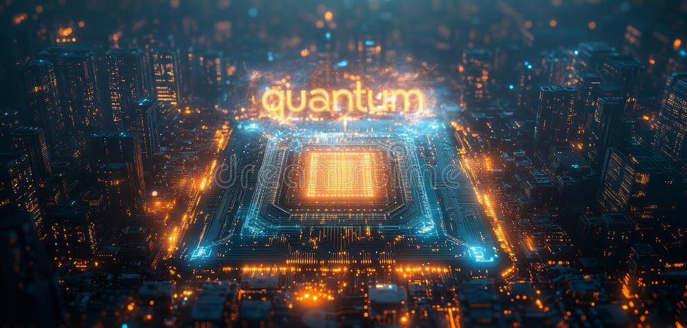 A Vibrant Digital Landscape Illustrates a Quantum Computing Hub ...
