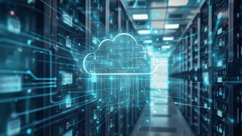 Vibrant Digital Landscape with Interconnected Servers and Data Streams ...