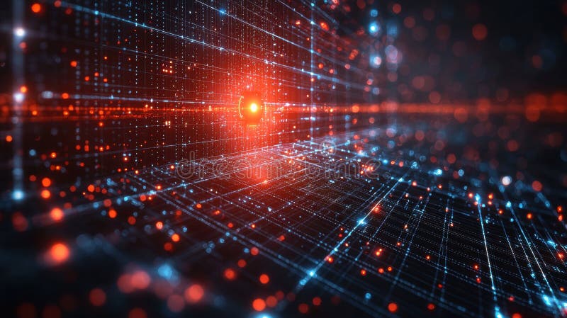 Vibrant Digital Landscape Showcases Network of Glowing Lines and Dots ...