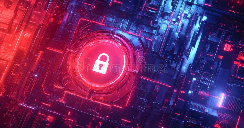 A Vibrant Digital Landscape Showcases a Padlock Symbol, Representing ...