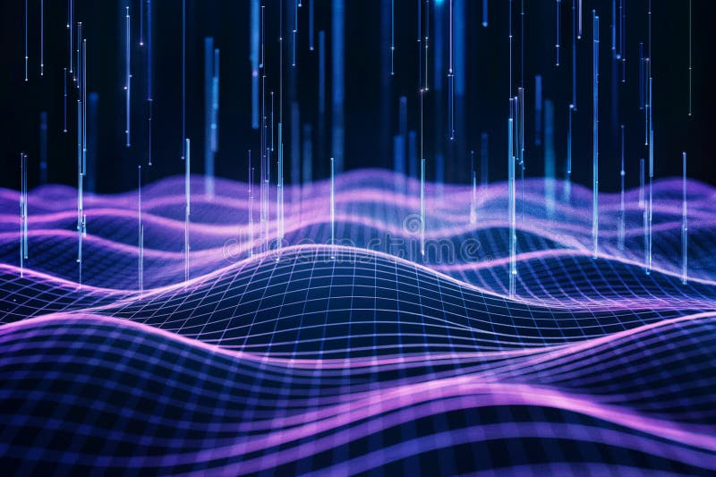 A Vibrant Digital Landscape with Wavy Grid Patterns that Resemble ...