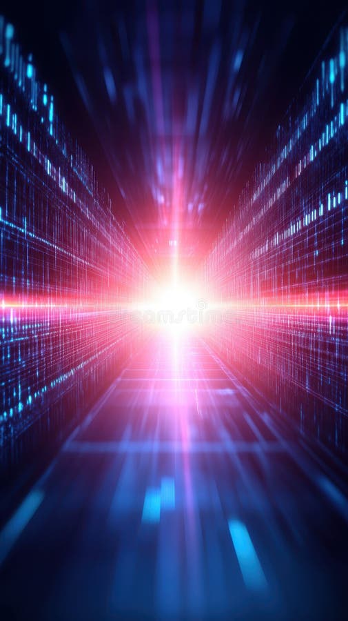 Vibrant Digital Light Beams in Futuristic Space Stock Illustration ...