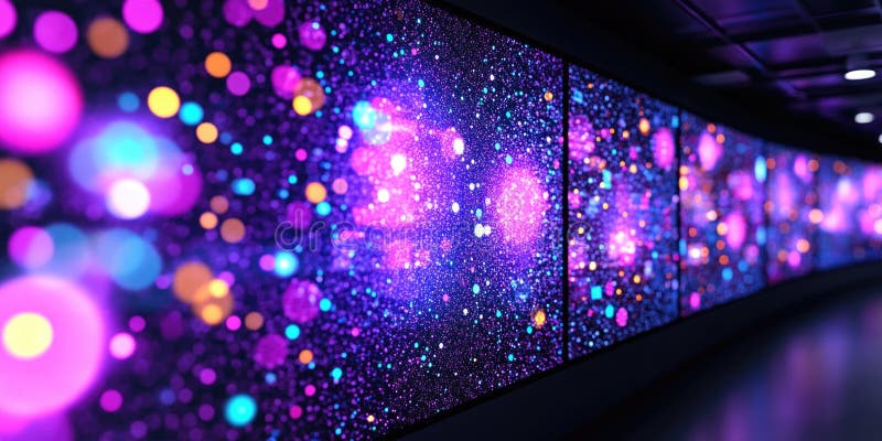 Vibrant Digital Light Display with Neon Colors and Bokeh Effect Stock ...