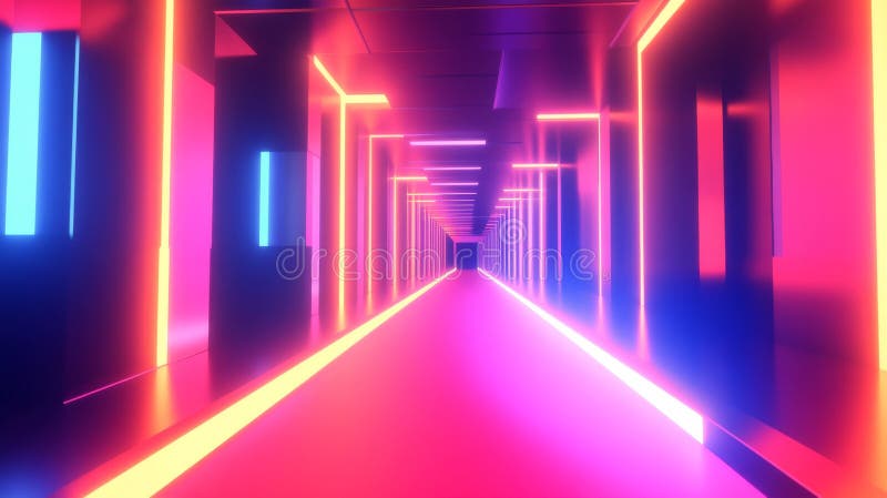 Vibrant Digital Lines in a Dark Void, with Glowing, Multicolored Energy ...