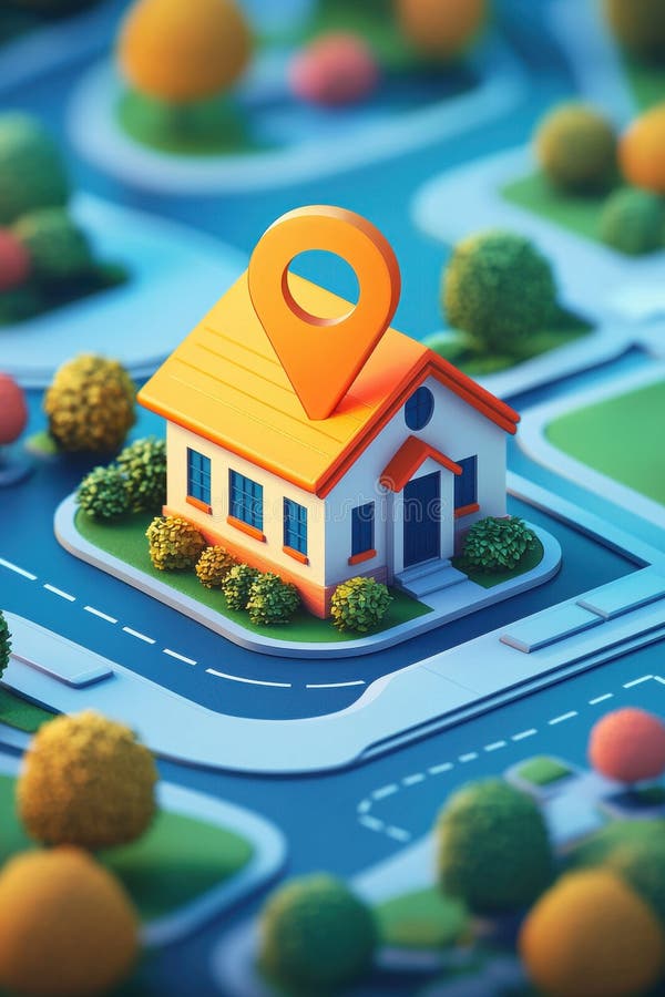 House Location Pin Map Illustration Real Estate Navigation Symbol Stock ...