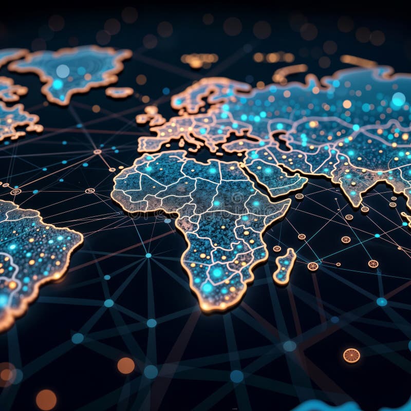 Vibrant Digital Map Showcasing Global Interconnectivity, Generative Ai ...