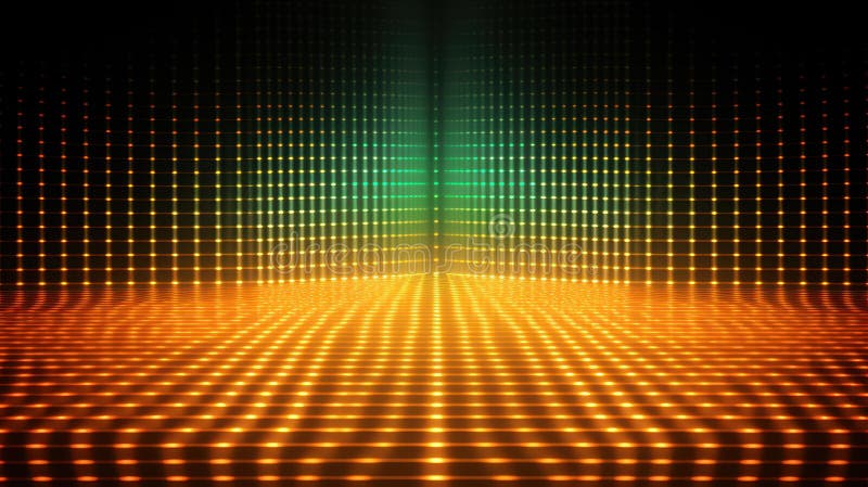 Vibrant Digital Matrix Backdrop with Green and Orange Light Dots ...