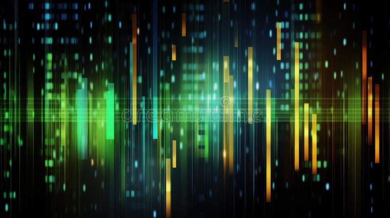 Vibrant Digital Matrix Backdrop with Green and Orange Light Dots ...