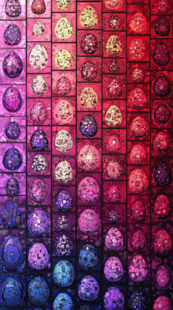 Vibrant Digital Mosaic of Tiny Easter Egg Icons Creating a Colorful Display with Smooth Gradient ...
