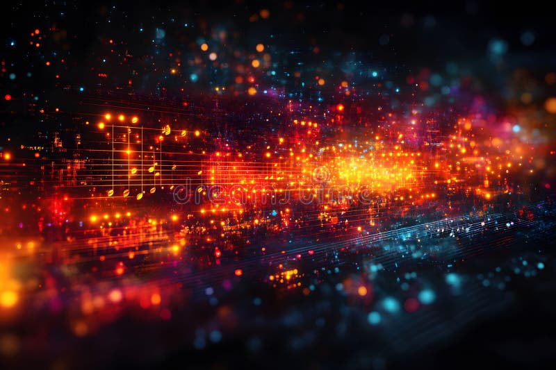 Vibrant Digital Music Wave: Abstract Musical Notes and Lights for ...