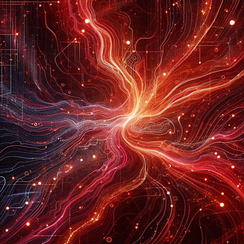 Vibrant Digital Network Glowing Connections Nodes Radiating Energy ...