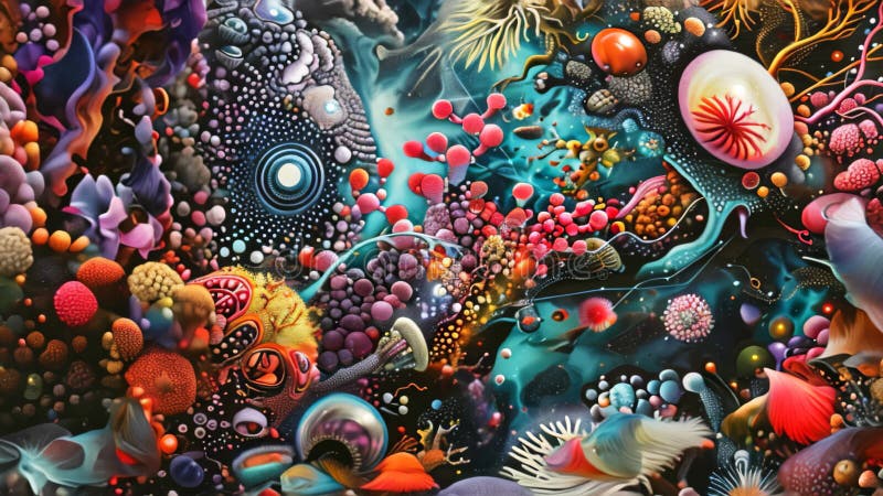 A Vibrant Digital Painting Exploring the Intersection of Biology and ...