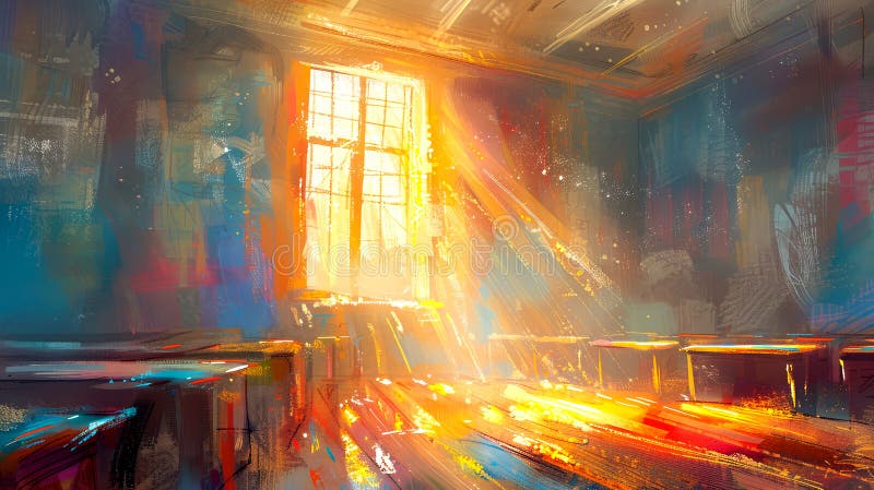 Vibrant Digital Painting of Light Streaming through a Window in a ...