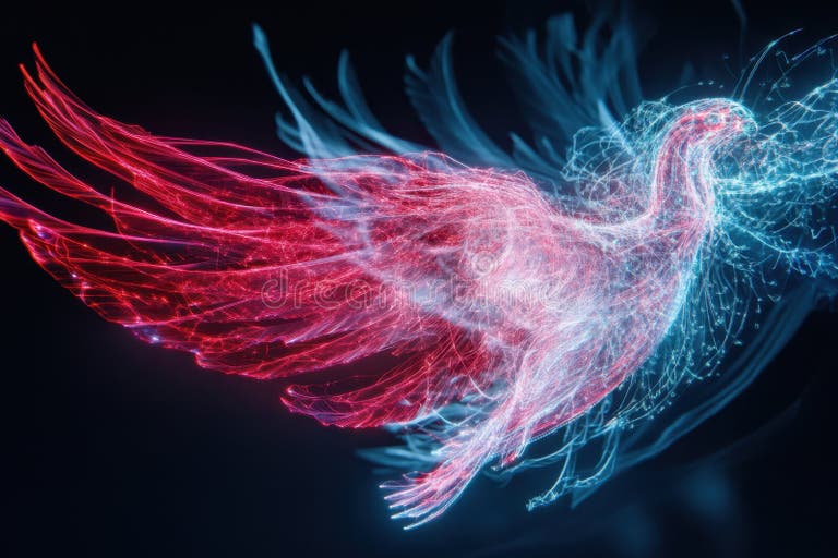 Vibrant Digital Phoenix with Dynamic Light Trails and Abstract Motion ...