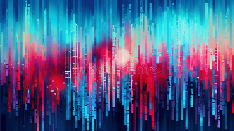 Vibrant Digital Pixelation in Digital Red and Electric Turquoise Stock ...