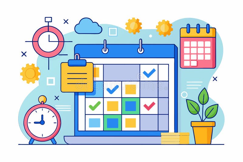 A Vibrant Digital Planner Shows Dates, Checkmarks, and Tools for ...