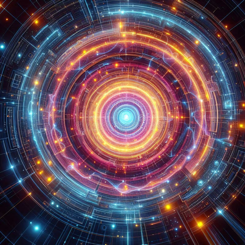 Vibrant Digital Portal Radiating with Intricate Patterns and Lights ...