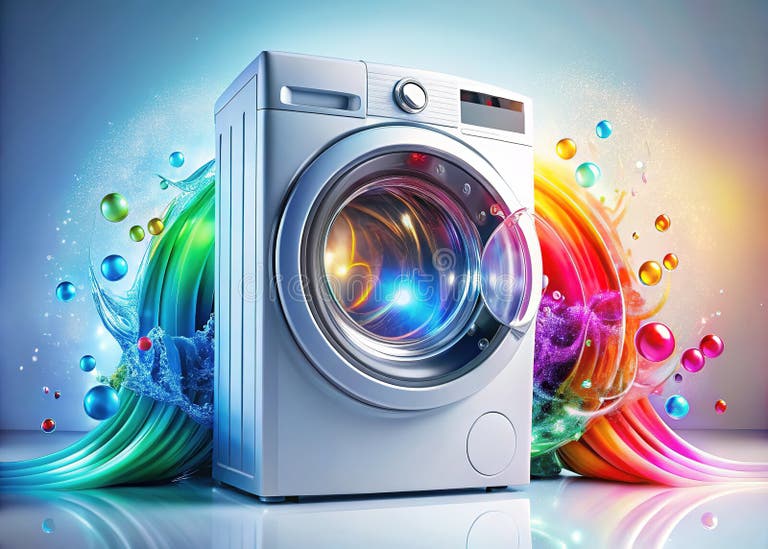 A Vibrant Digital Rendering of a Modern Washing Machine Exploring ...