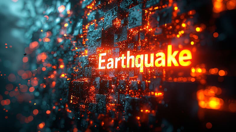 Vibrant Digital Representation of Earthquake Concept in Bold Typography ...