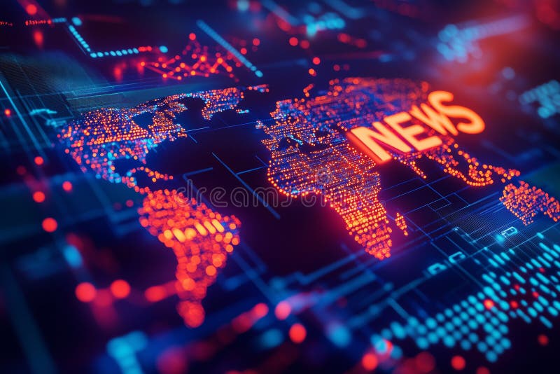 Global News Network Visualization Stock Illustration - Illustration of ...