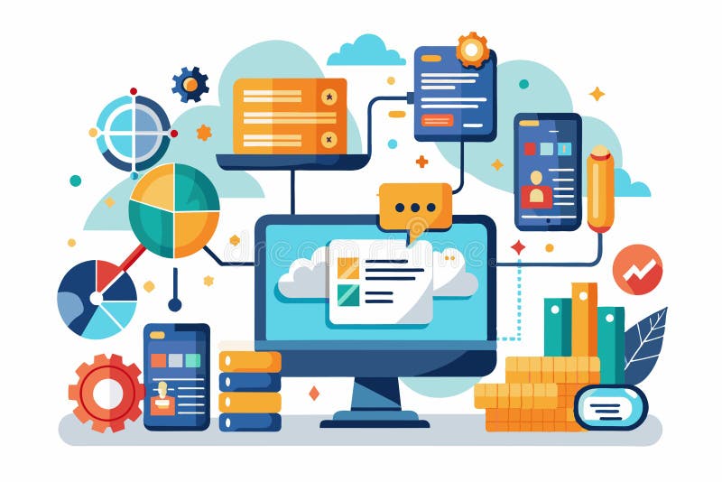 A Vibrant Digital Representation Highlights Data Management Concepts ...