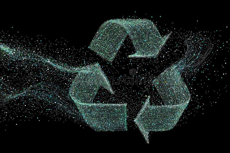 Vibrant Digital Representation of a Recycling Symbol with Sparkling ...