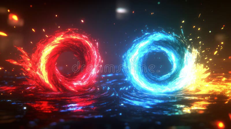 A Vibrant Digital Representation of Red and Blue Swirling Elements ...