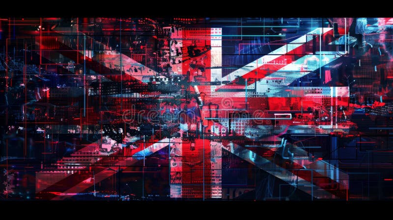 A Vibrant Digital Representation of the Union Jack, Showcasing Intense ...