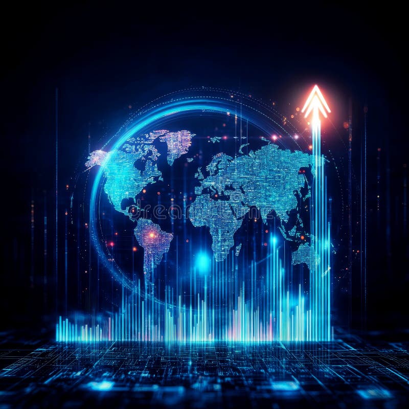 A Vibrant Digital Representation of the World Map is Enhanced by ...