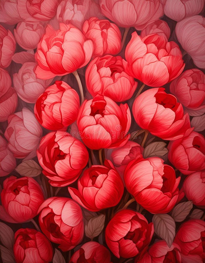 Vibrant Digital Roses Bloom in Rich Detail, Showcasing the Power of Creative Algorithms Stock ...