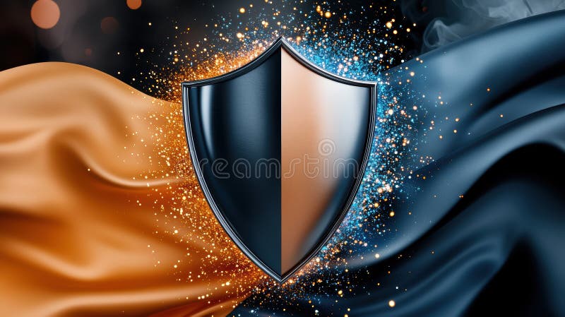 Vibrant Digital Shield Design with Colorful Background and Sparkling ...