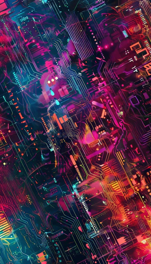 Vibrant Digital Textures and Intricate Code Create a Modern Art and ...