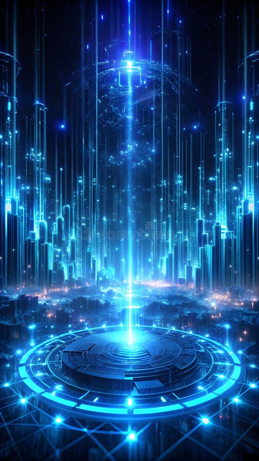 Vibrant Digital Theme with Abstract Lines and Tech Dots Stock ...