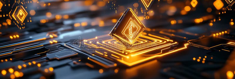 In a Vibrant Digital Universe, Yellow-orange Symbols Cascade through a ...