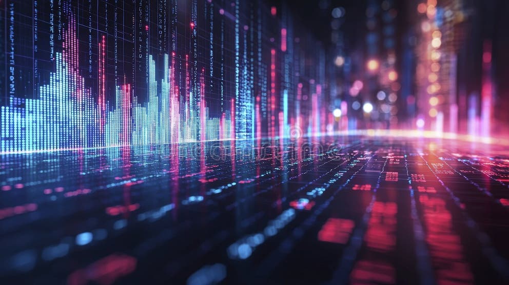 Vibrant Digital Visualization of Data Waves and Signals Stock ...