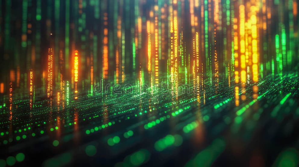 A Vibrant Digital Visualization of Green and Yellow Upward-pointing ...