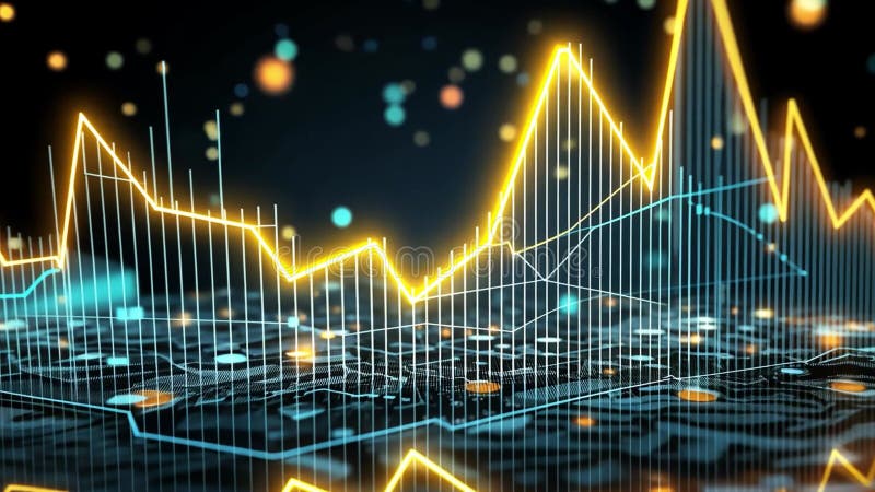 Vibrant Digital Visuals Showcase Dynamic Data Trends with Glowing Lines ...