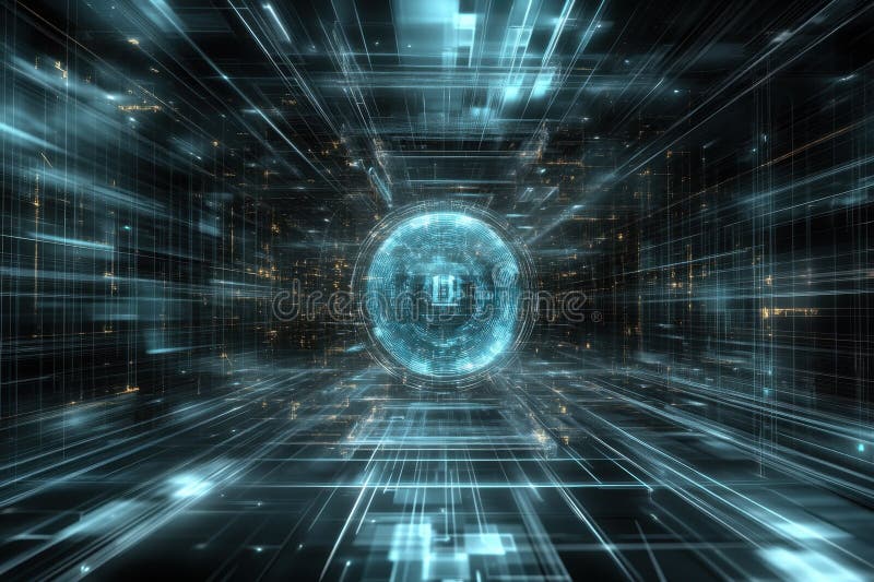 Visual Representation of a Futuristic Digital Vortex with Glowing Lines ...