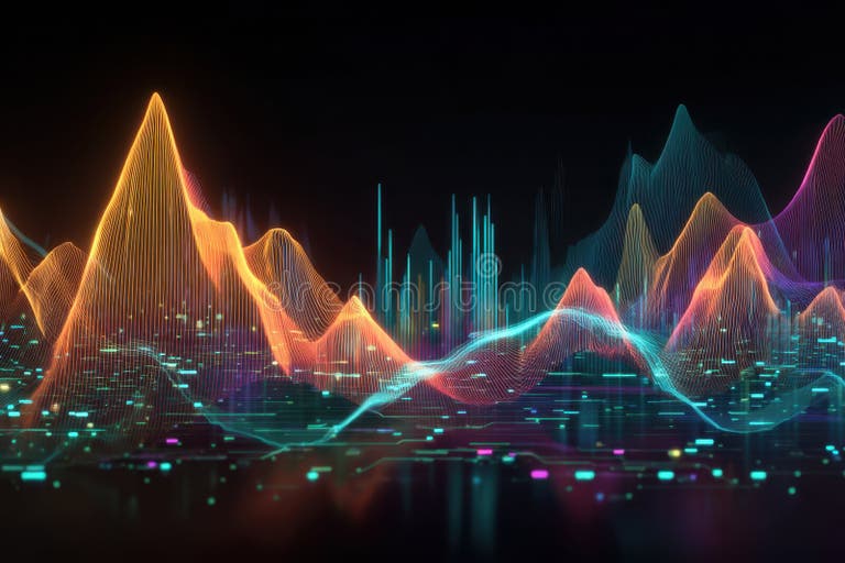 Vibrant Digital Waveform Data Visualization with Futuristic Technology ...