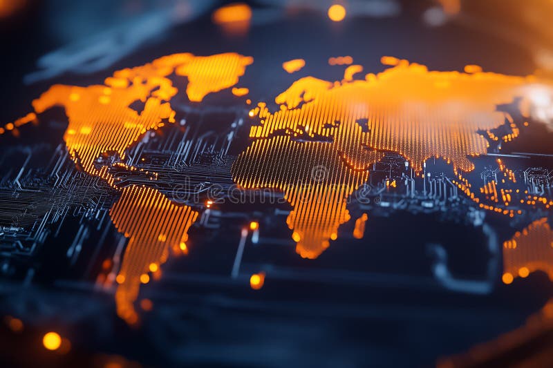 Digital Earth Circuit Patterns Glowing Data Connections Stock Photos ...