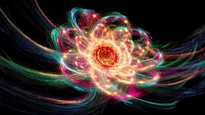 A Vibrant, Digitally-rendered Abstract Design Features a Central ...