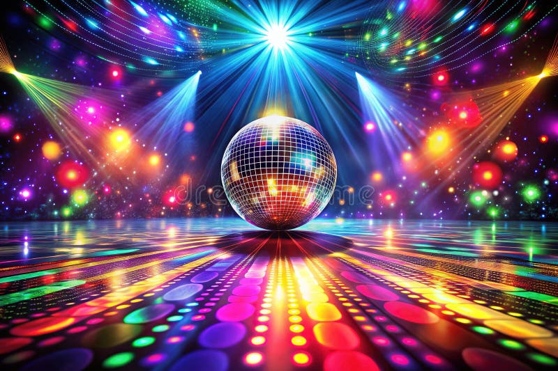 Vibrant Disco Ball and Dance Floor Graphics a Spectacular Nightclub ...