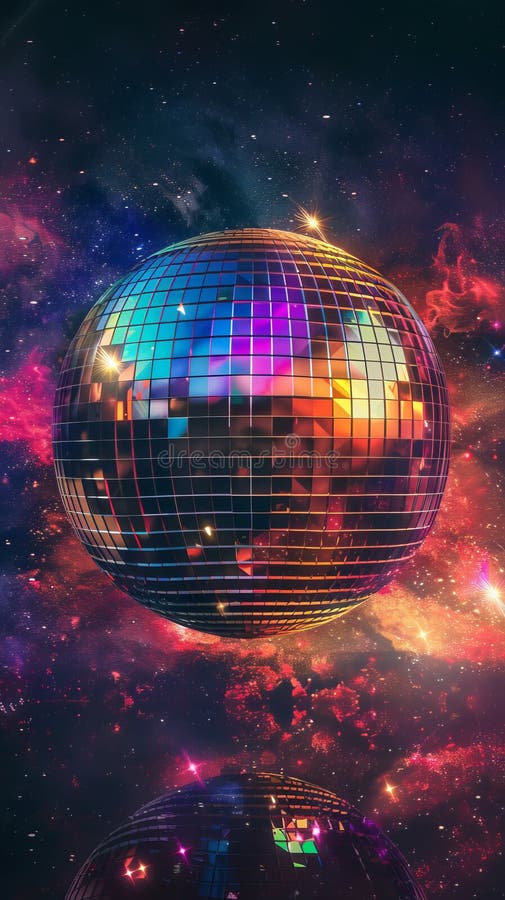 Vibrant Disco Ball in Outer Space, Futuristic Concept Stock Photo ...