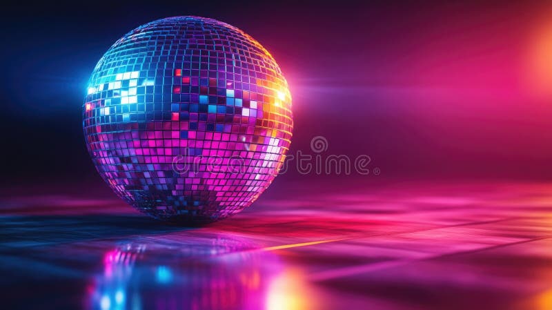 Vibrant Disco Ball Reflecting Colorful Lights in Retro Dance Scene ...